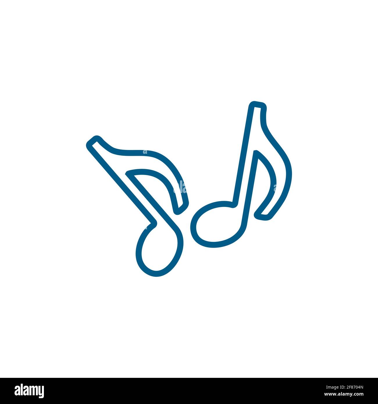 Music Note Line Blue Icon On White Background. Blue Flat Style Vector ...