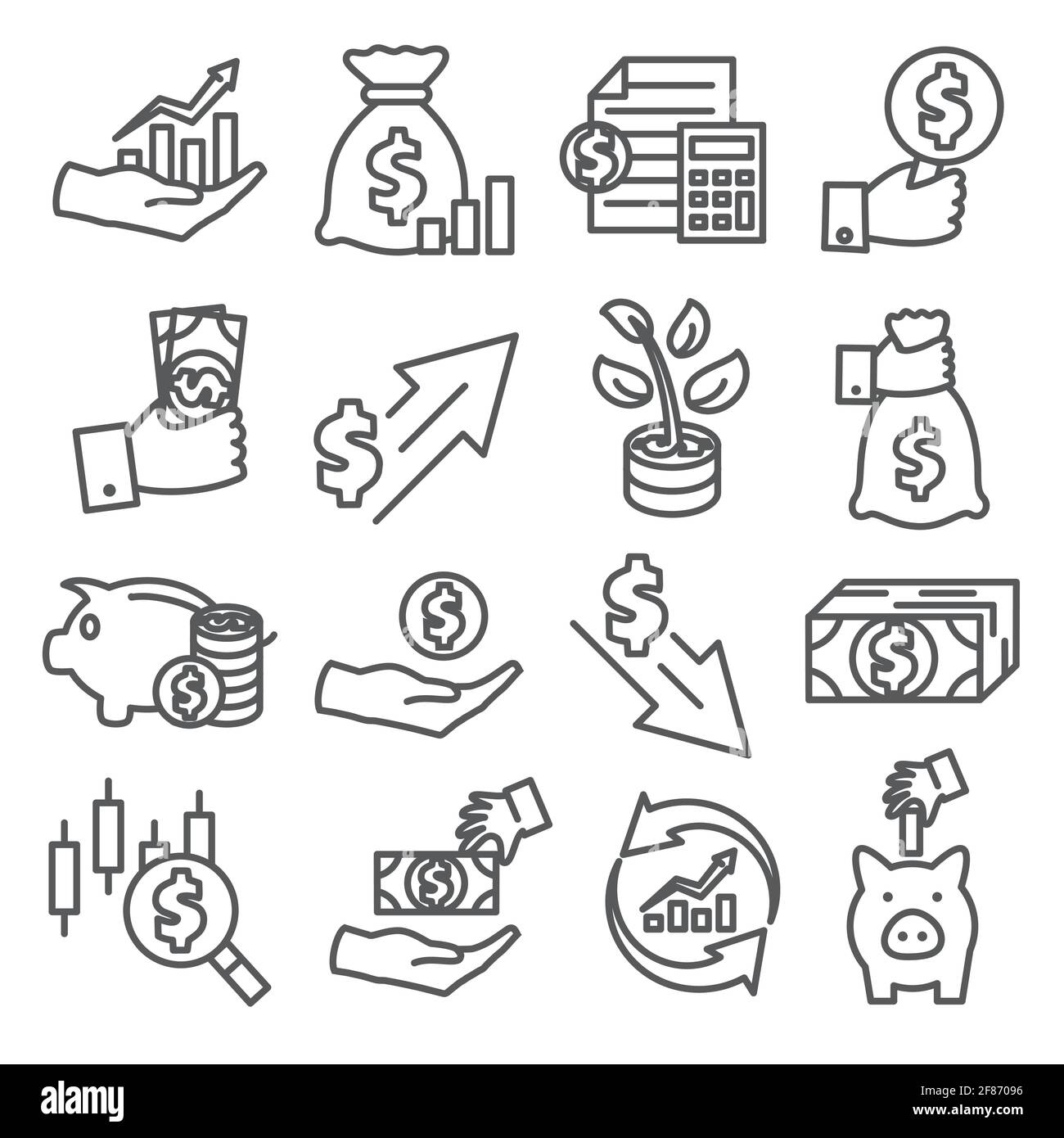 Economy line icons set on white background Stock Vector Image & Art - Alamy