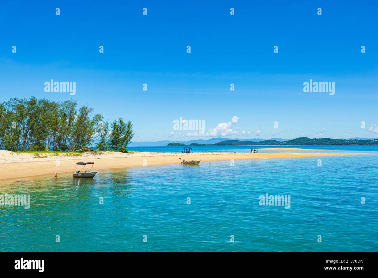 Scenic view of the sandy beach at Dunk Island, Queensland, QLD ...