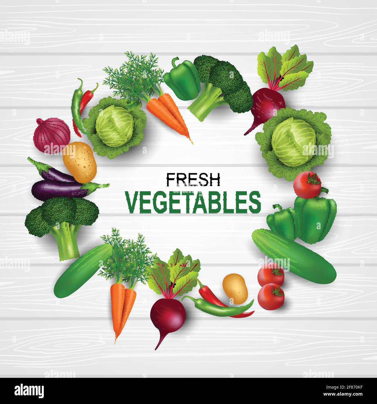 fresh vegetables isolated white background. vector illustration Stock ...
