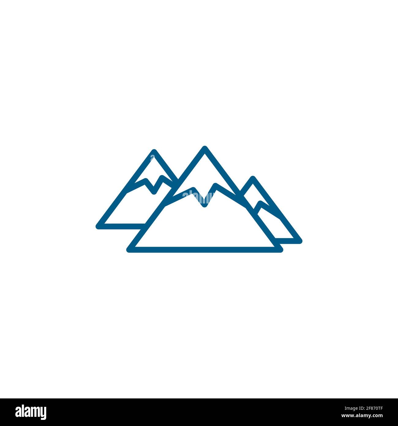 Mountain Line Blue Icon On White Background. Blue Flat Style Vector ...