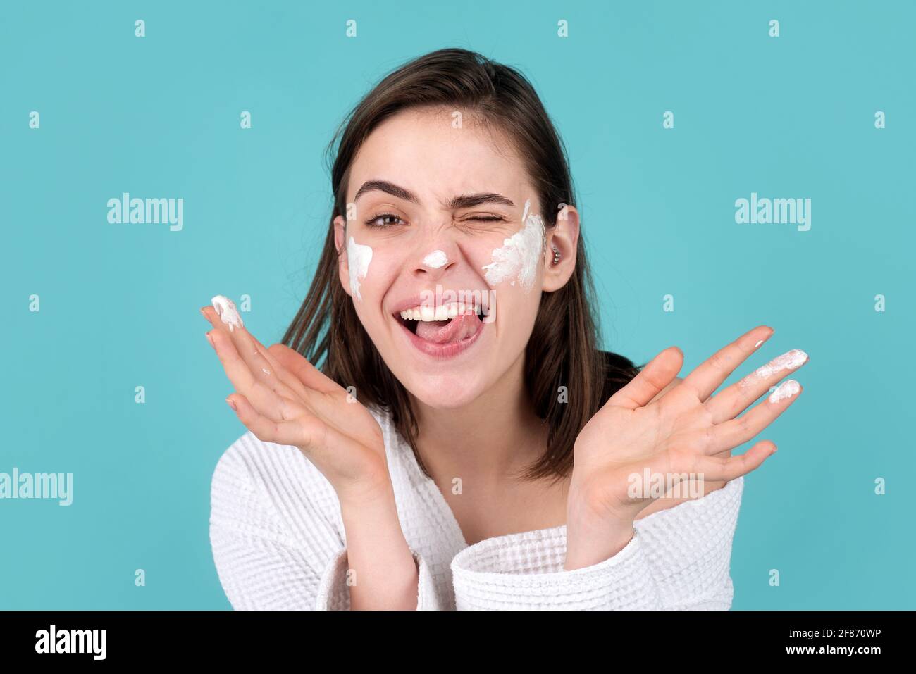 Beauty portrait of beautiful funny amazed female model. Woman with ...