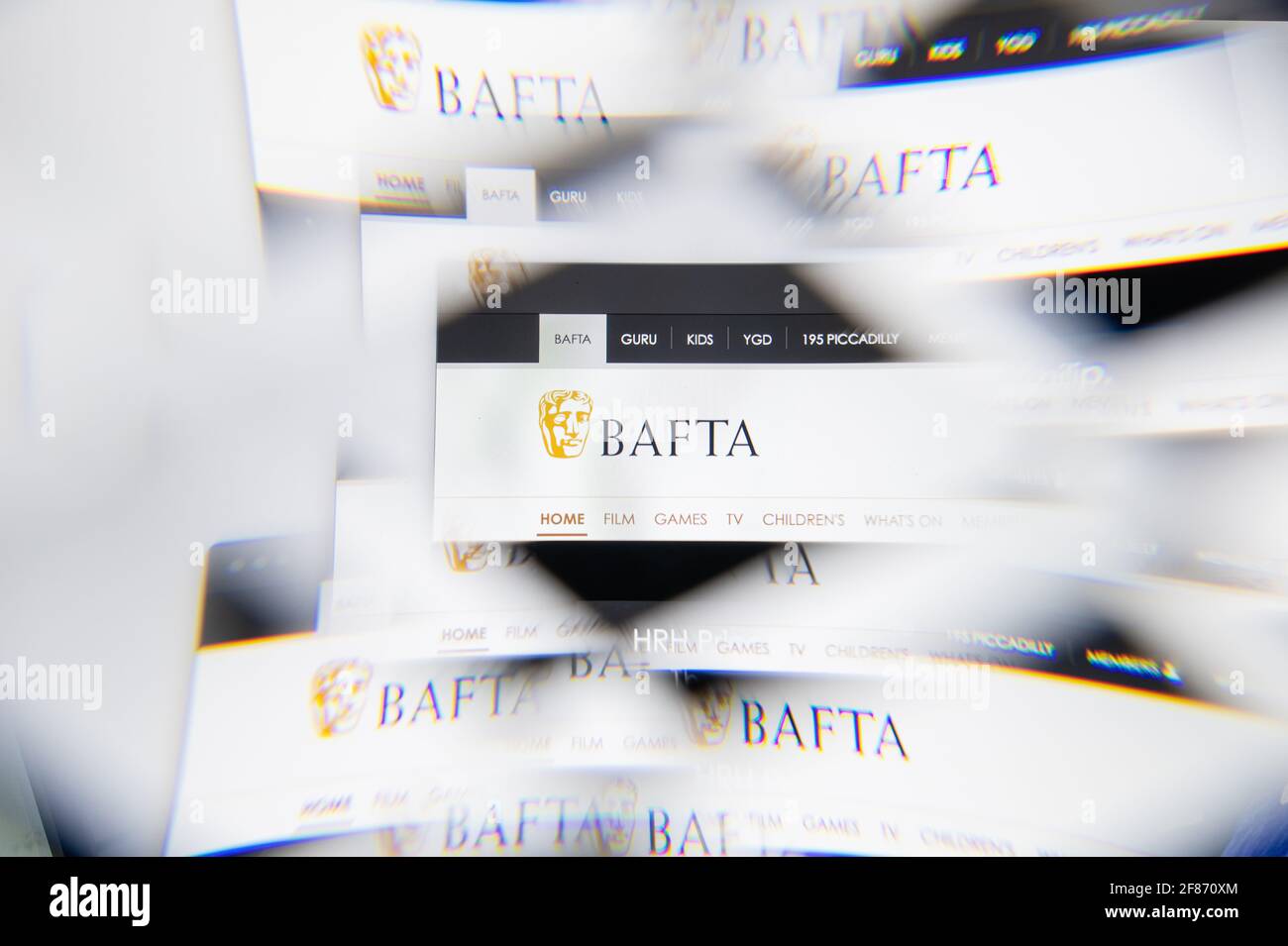 Milan, Italy - APRIL 10, 2021: BAFTA logo on laptop screen seen through ...