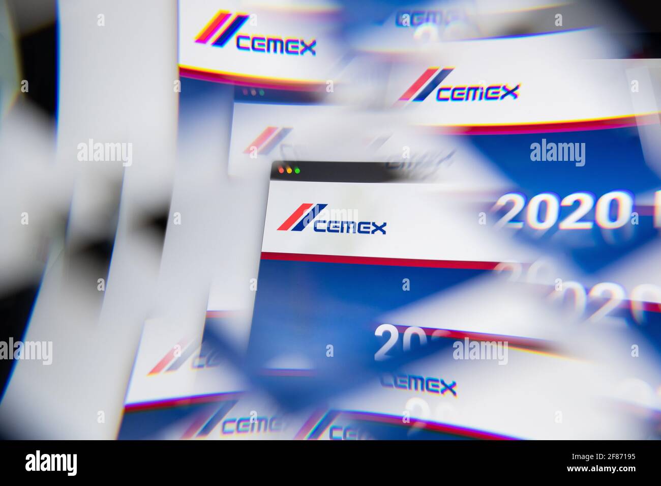 Milan, Italy - APRIL 10, 2021: Cemex logo on laptop screen seen through ...