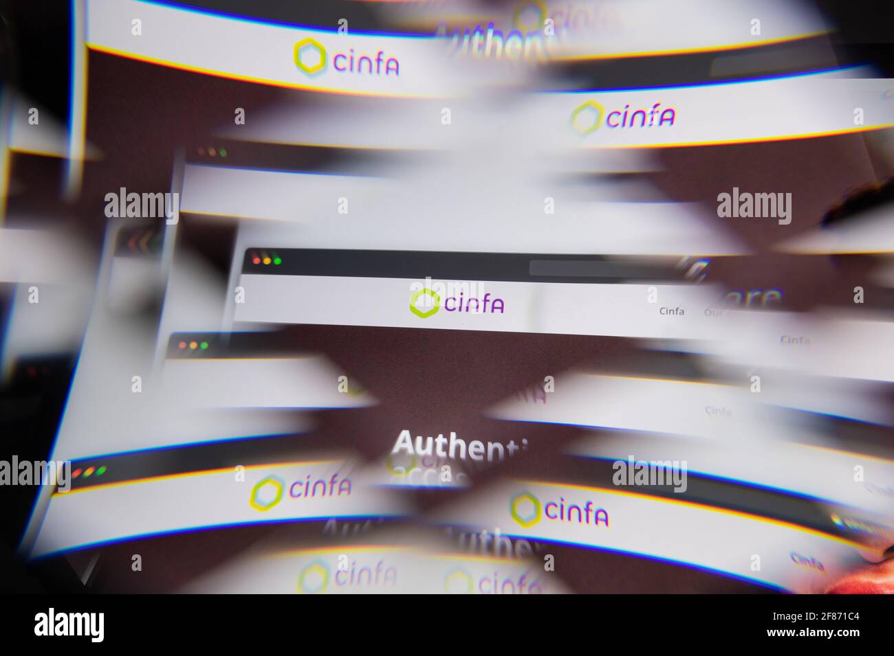 Milan, Italy - APRIL 10, 2021: Cinfa Laboratories logo on laptop screen ...