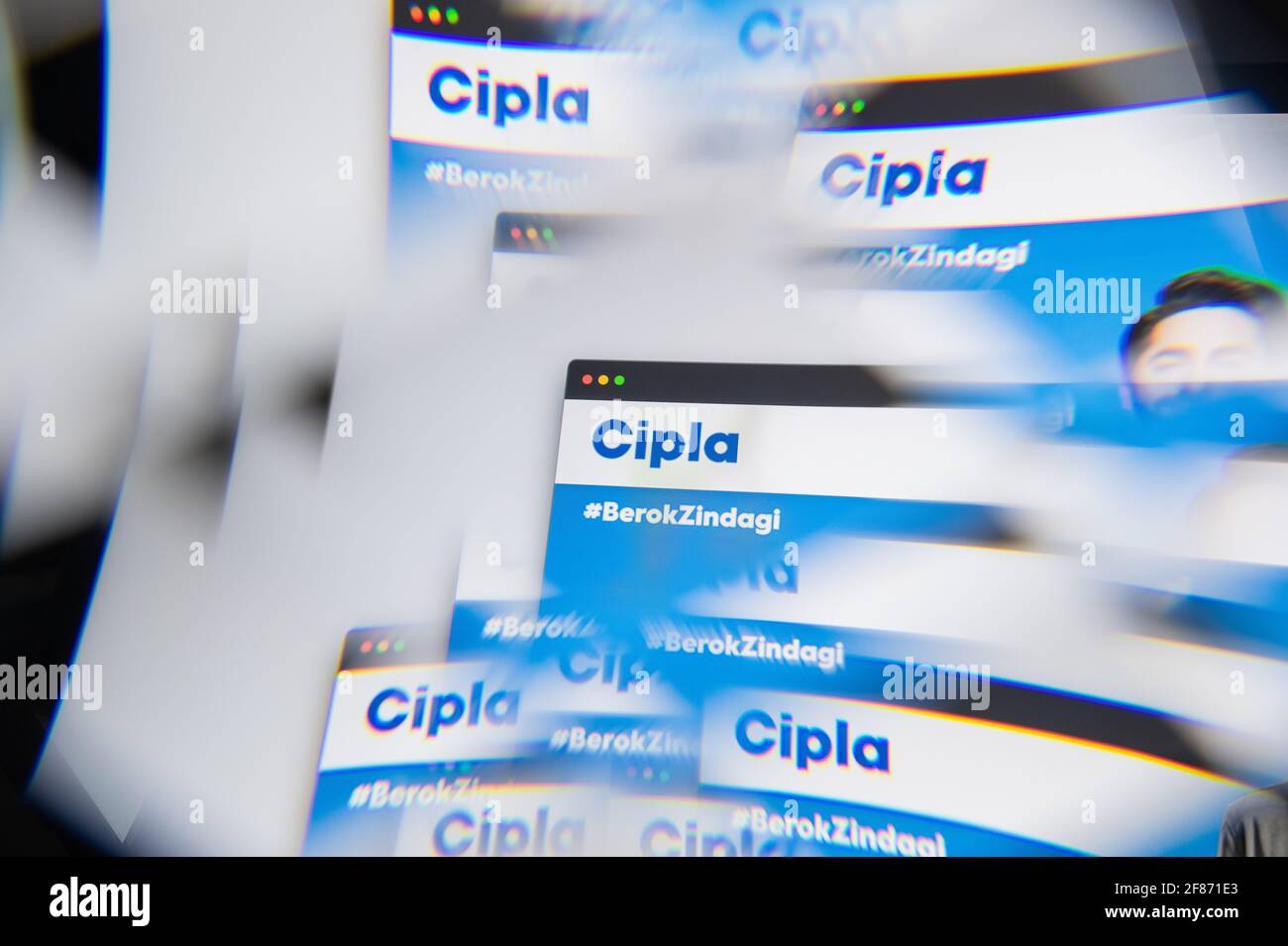 Milan, Italy - APRIL 10, 2021: Cipla logo on laptop screen seen through ...