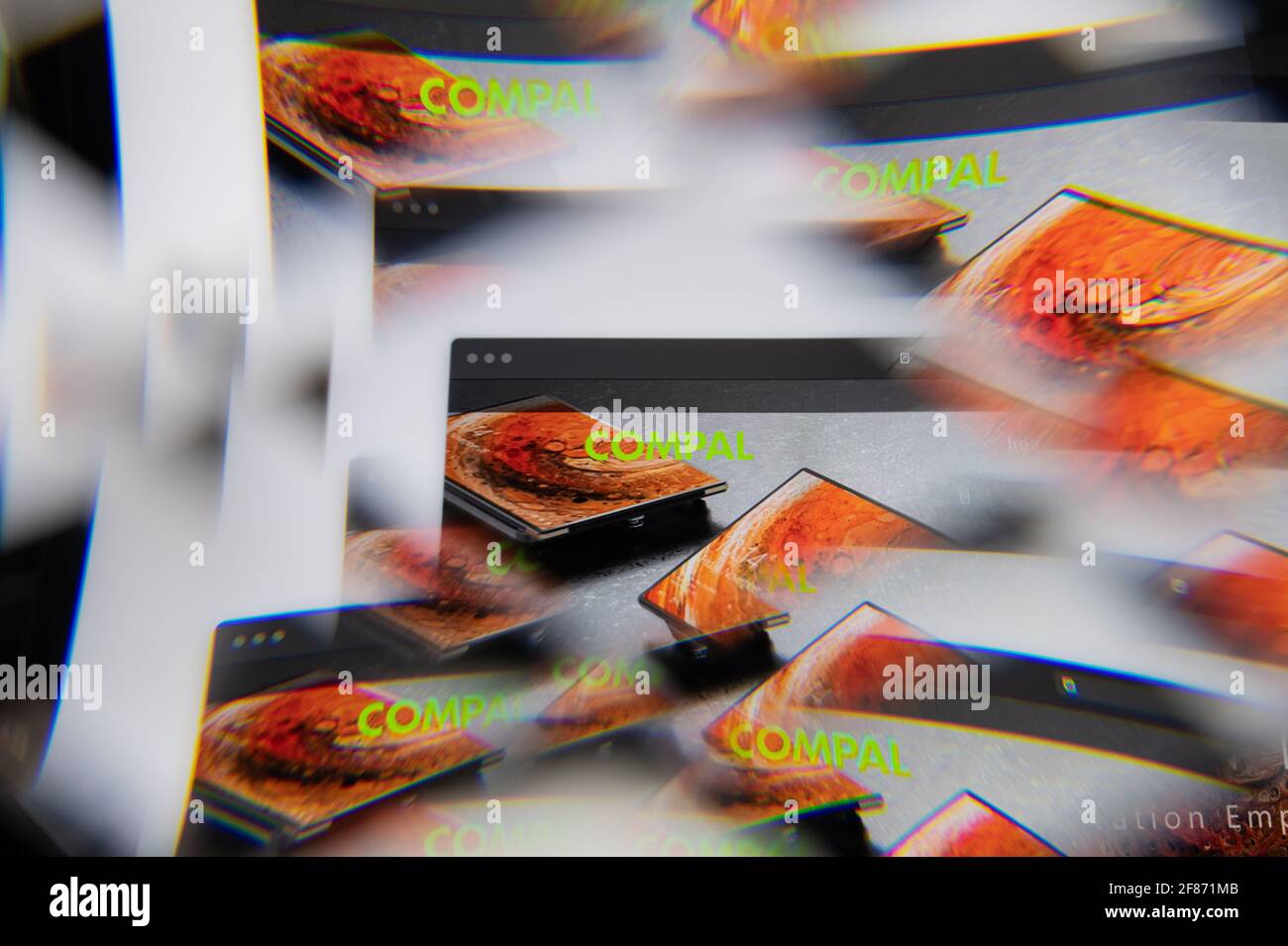 Milan, Italy - APRIL 10, 2021: Compal Electronics logo on laptop screen ...