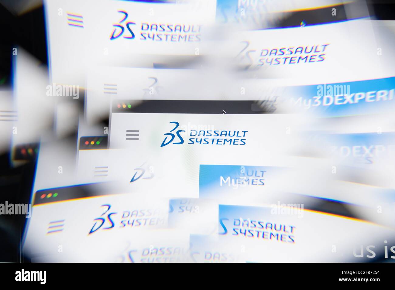 Milan, Italy - APRIL 10, 2021: Dassault Systemes logo on laptop screen ...