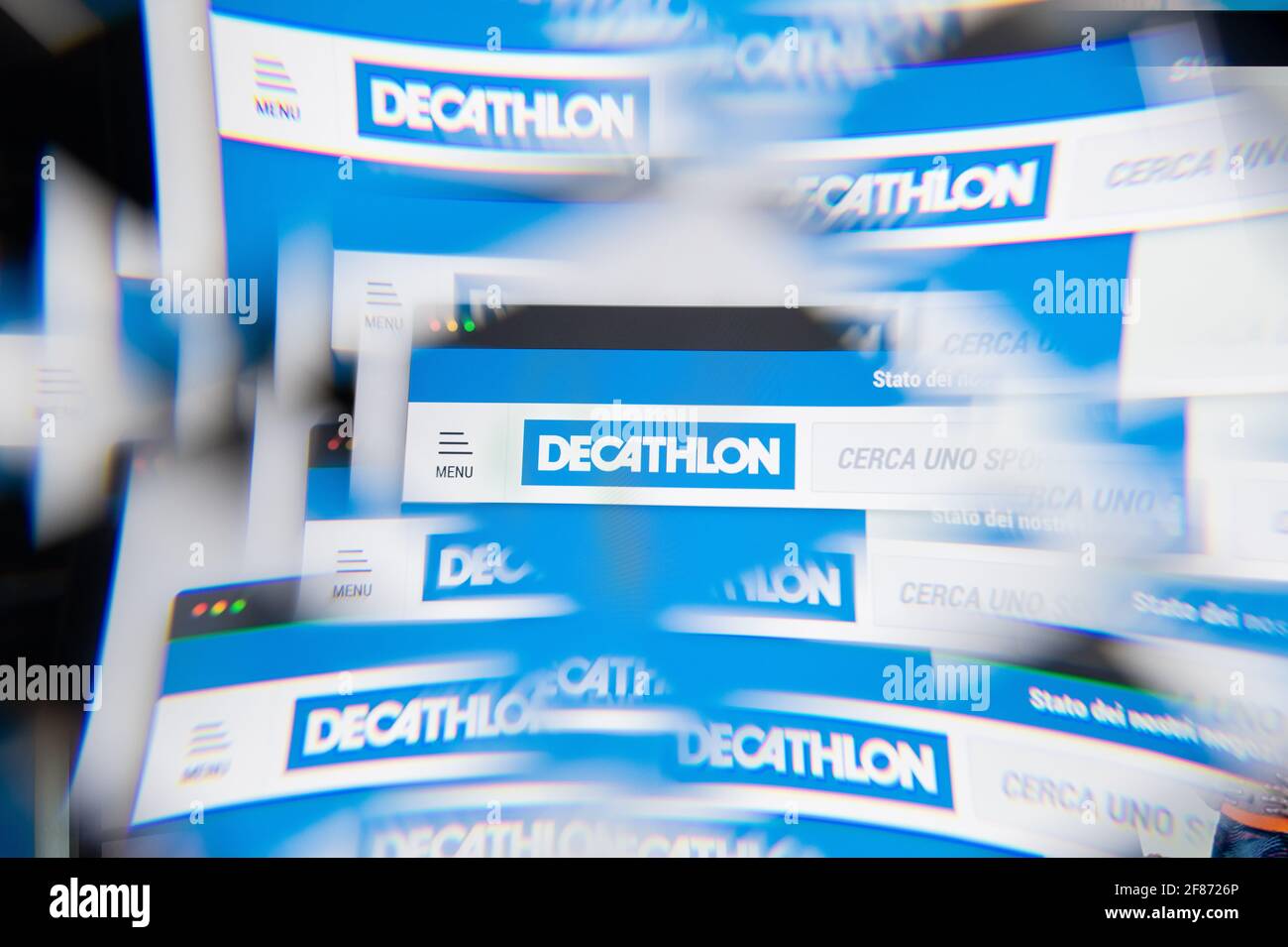 Milan, Italy - APRIL 10, 2021: Decathlon logo on laptop screen seen ...