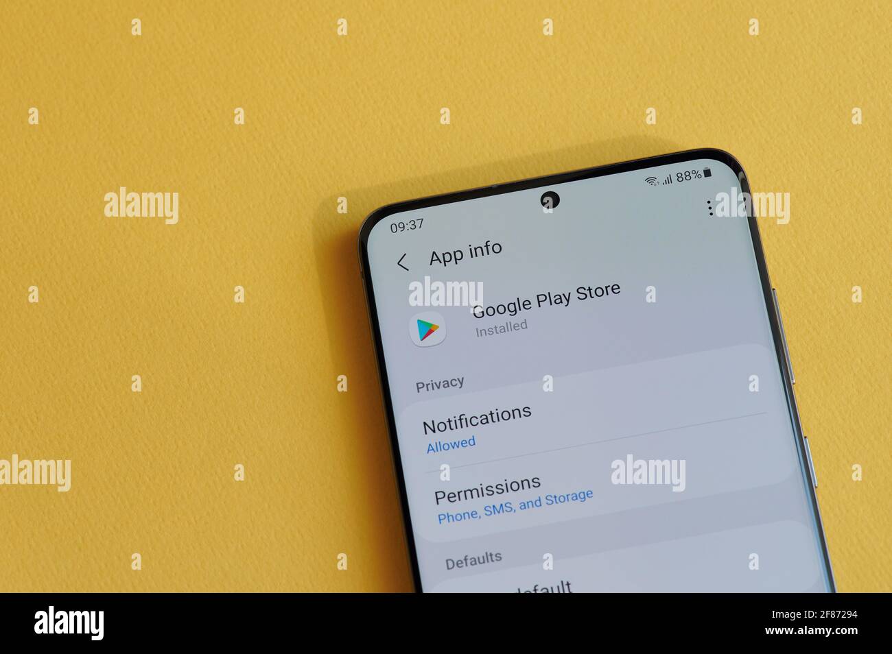 New york, USA - April 12, 2021: Changing privacy setting in google play ...