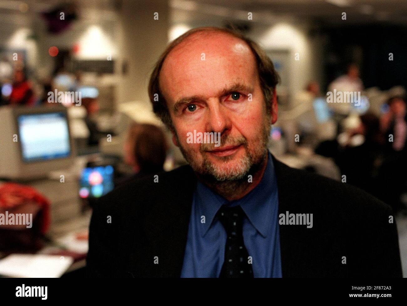 Richard Tate ITN Editor in chief on the set of the ITV Evening News ...