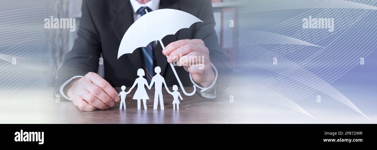 Symbol of family protection by a general agent Stock Photo - Alamy