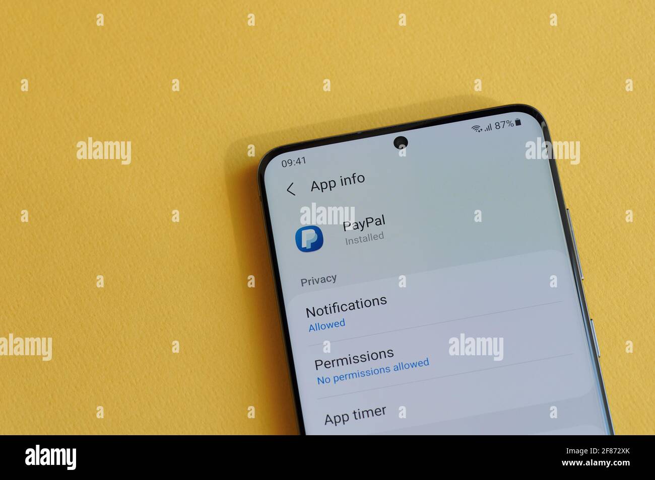 New york, USA - April 12, 2021: Changing privacy setting in Paypal app ...