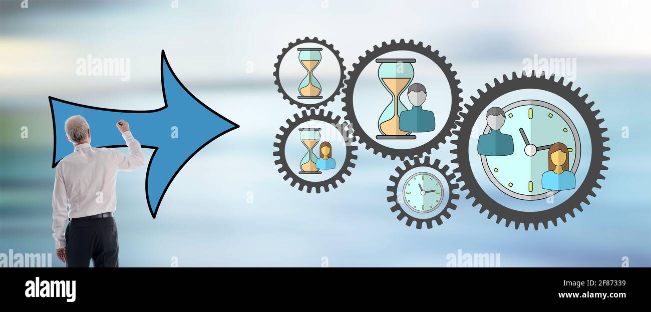 Time management concept drawn by a businessman Stock Photo - Alamy