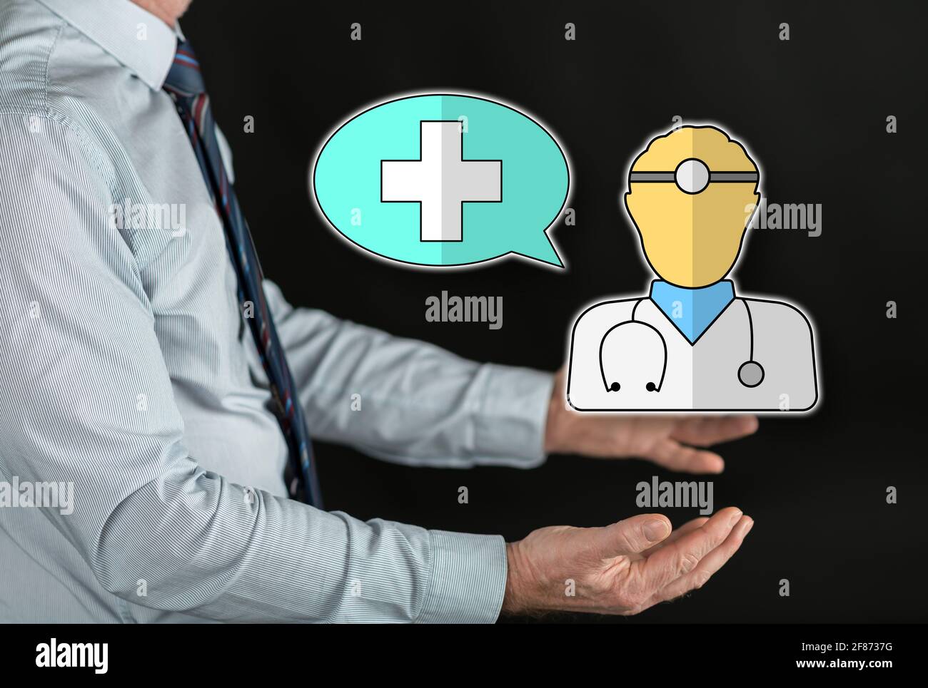 Medical support concept above the hands of a man Stock Photo - Alamy