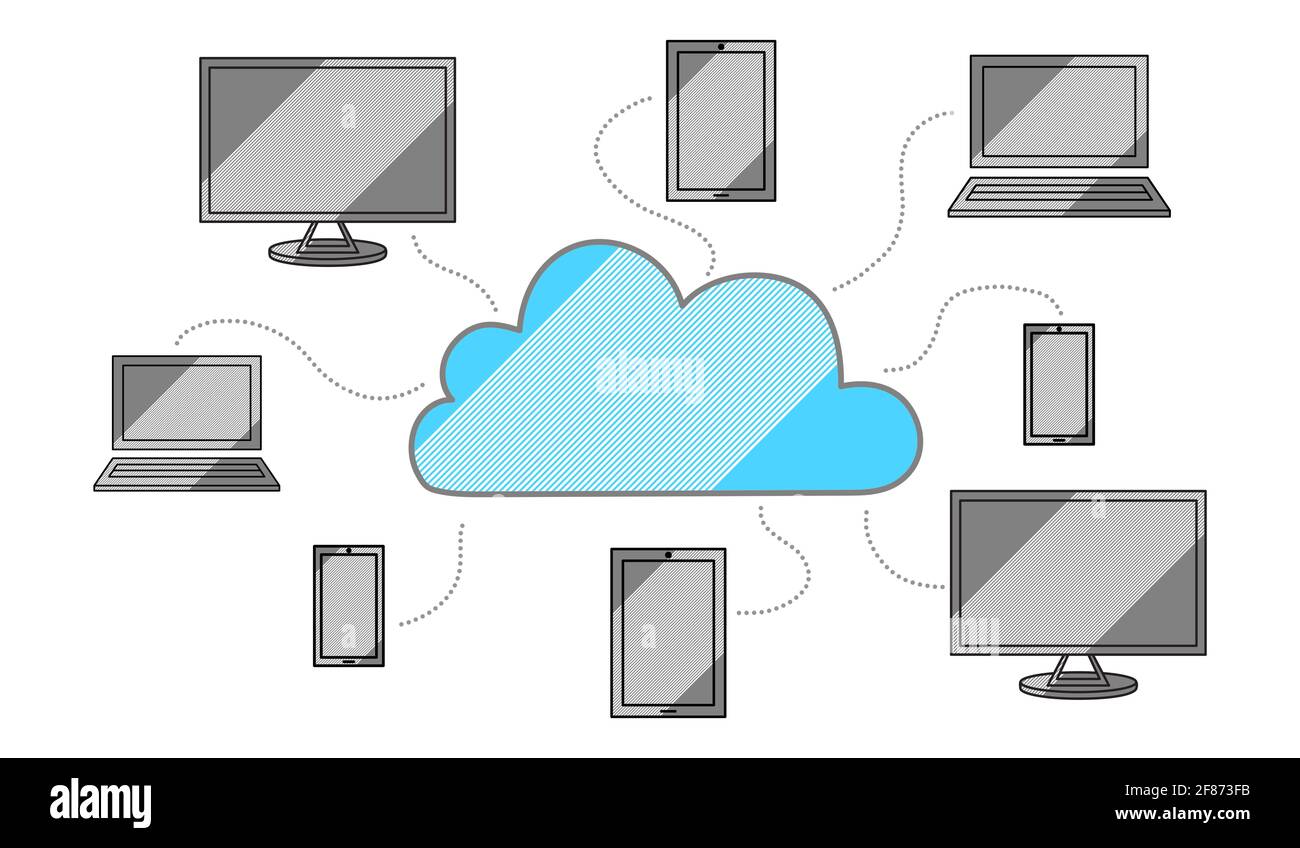Illustration of a cloud computing concept Stock Photo - Alamy