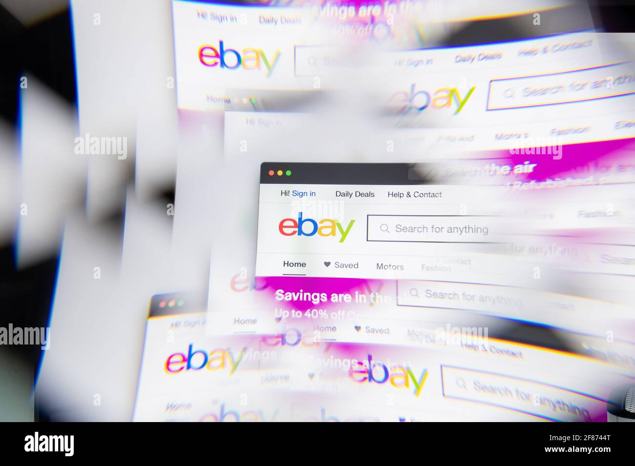 Milan, Italy - APRIL 10, 2021: eBay logo on laptop screen seen through ...