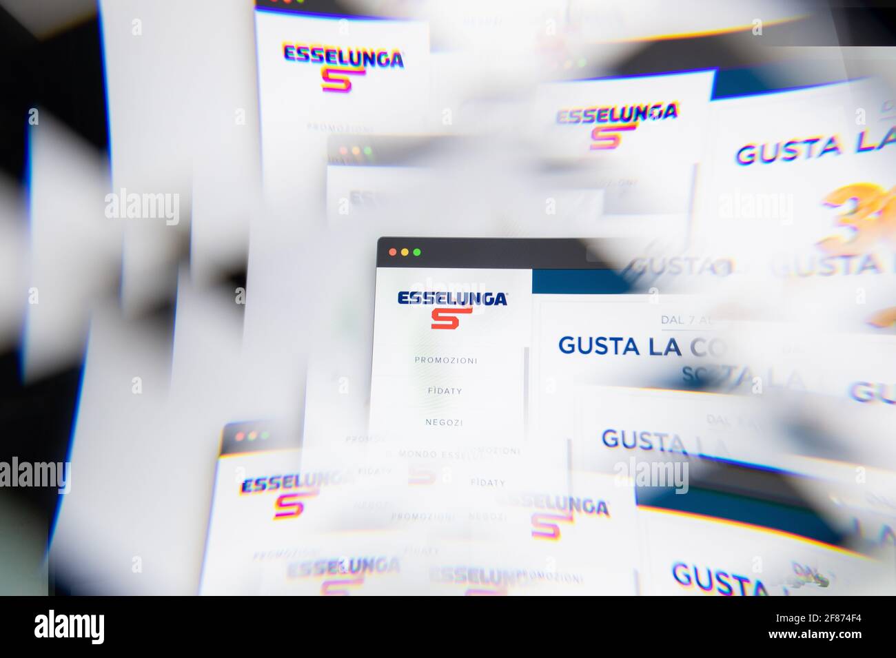 Milan, Italy - APRIL 10, 2021: esselunga logo on laptop screen seen ...