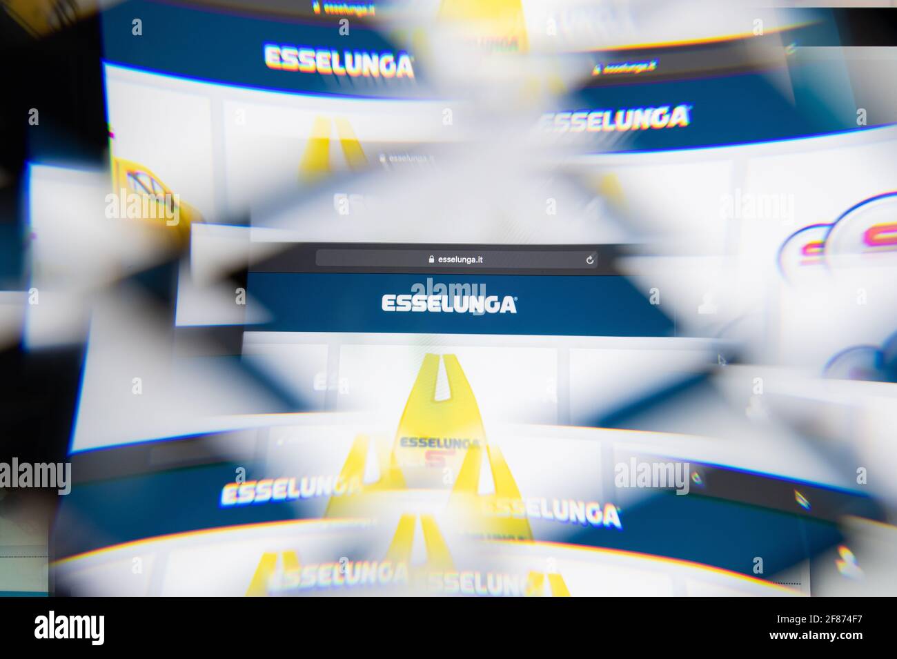 Milan, Italy - APRIL 10, 2021: esselunga logo on laptop screen seen ...