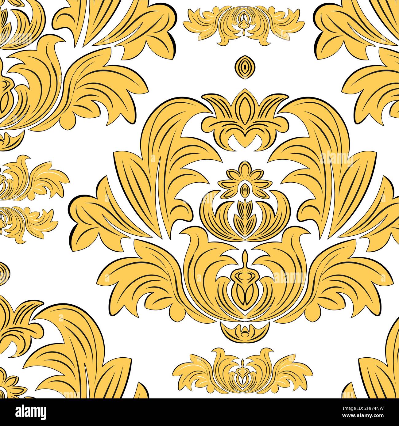 Damascus pattern in cartoon style. Modern floral pattern. Cartoon ...