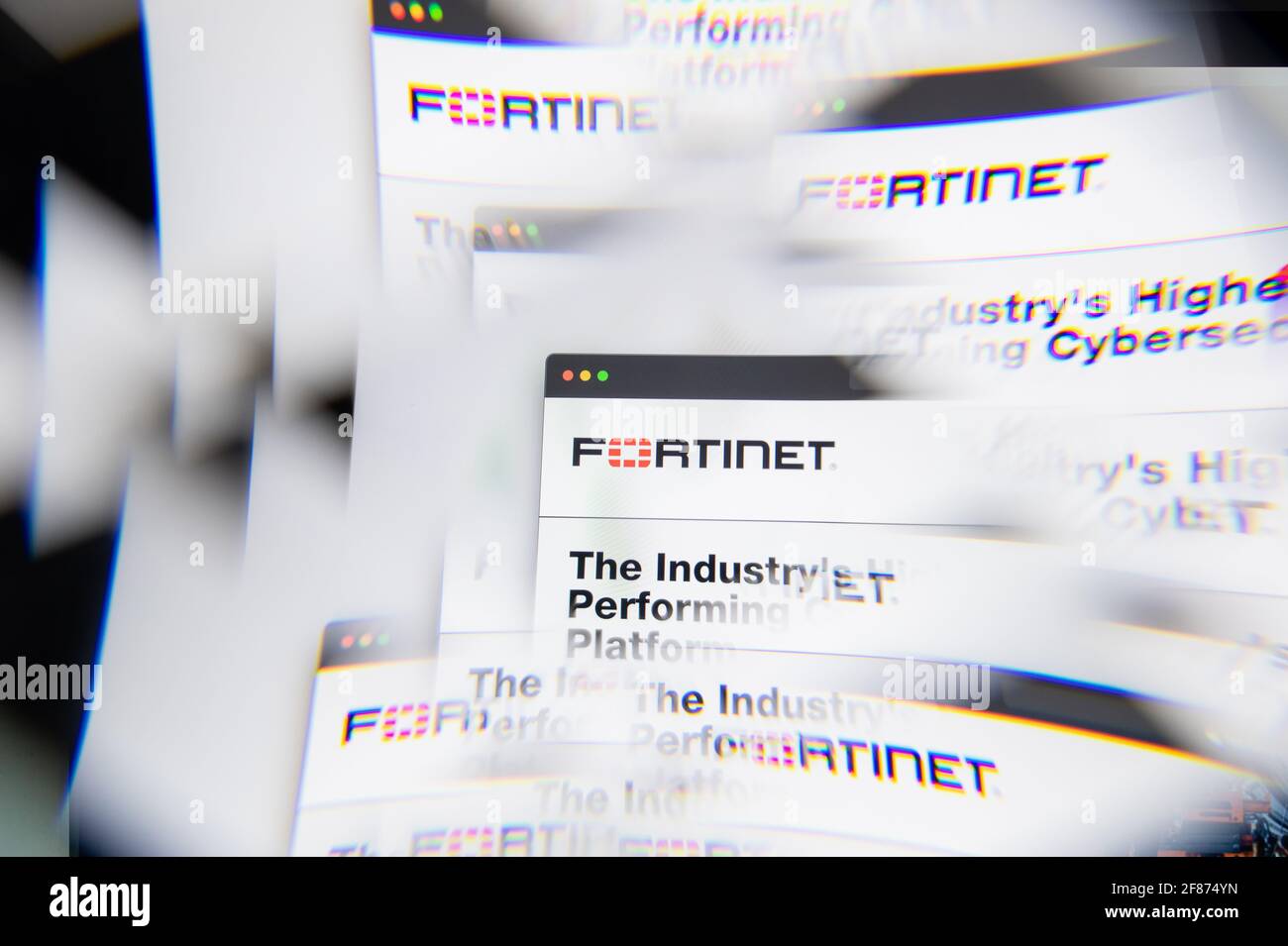 Milan, Italy - APRIL 10, 2021: Fortinet logo on laptop screen seen ...