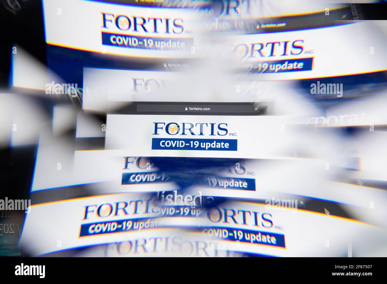 Milan, Italy - APRIL 10, 2021: Fortis Canada logo on laptop screen seen ...