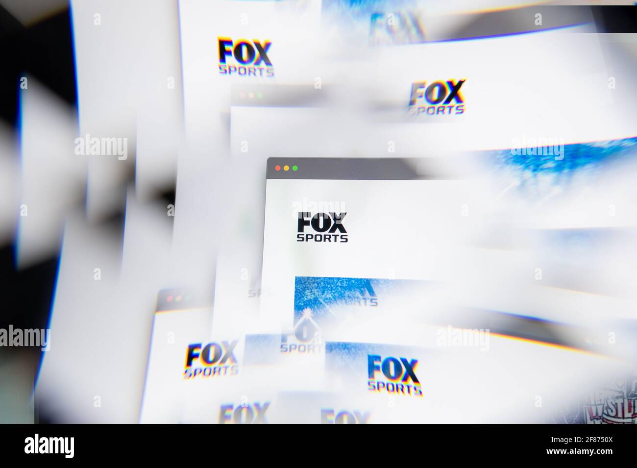 Milan, Italy - APRIL 10, 2021: fOXSPORTS logo on laptop screen seen ...