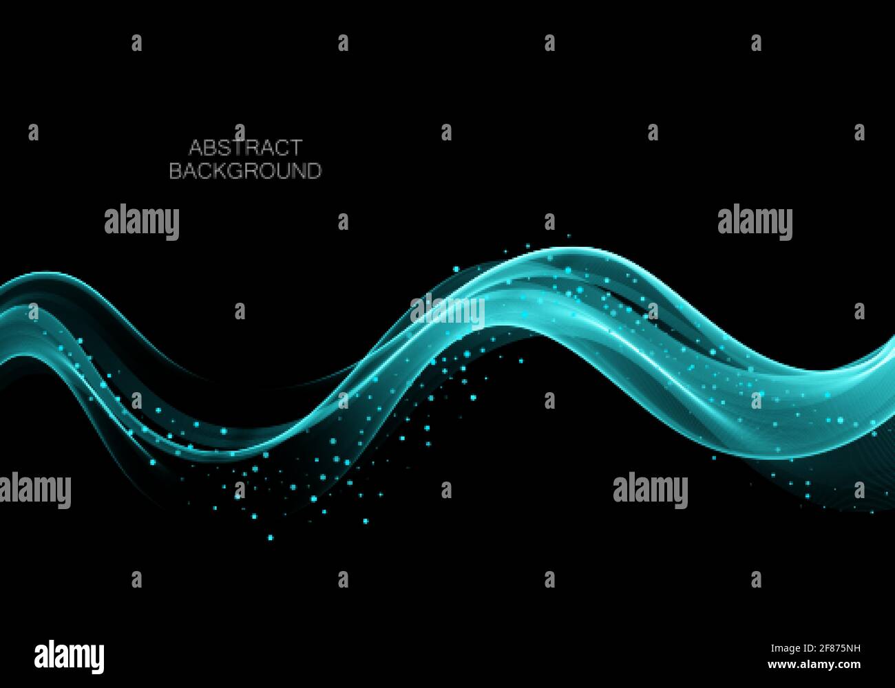 Smooth transparent flow of smoky wave on dark background Abstract vector wave background Stock ...
