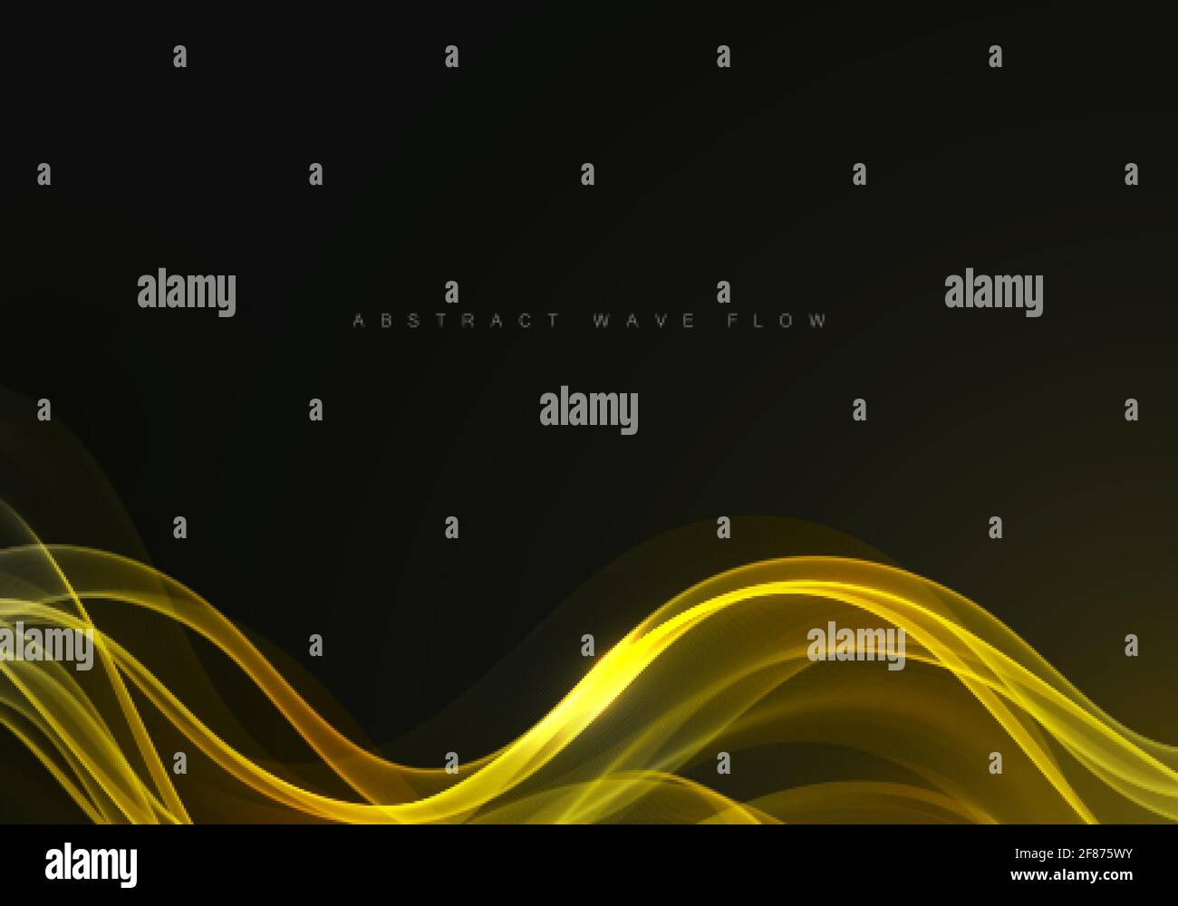 Smoky yellow waves background.Yellow wave flow Black background Stock ...