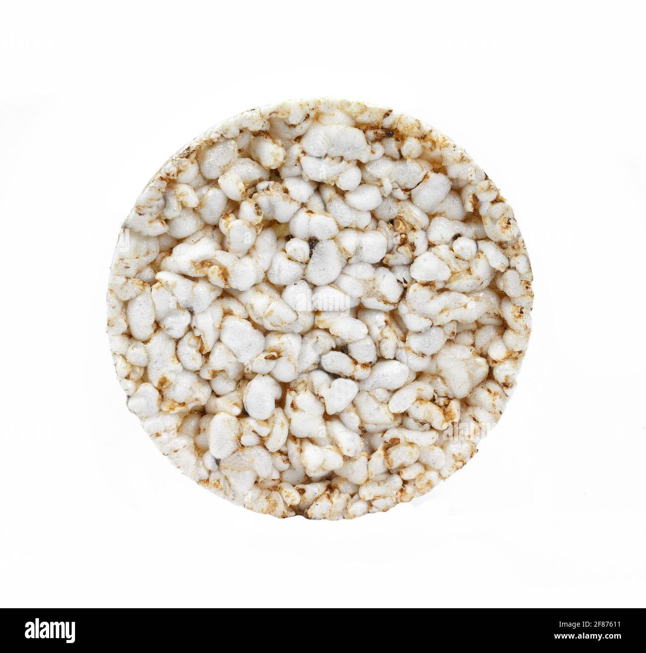 Puffed rice cakes isolated on white. Stack of puffed whole grain ...