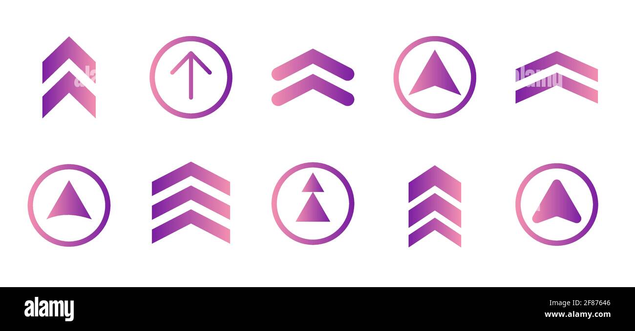 Swipe flat arrow icons set isolated on white background. Different ...