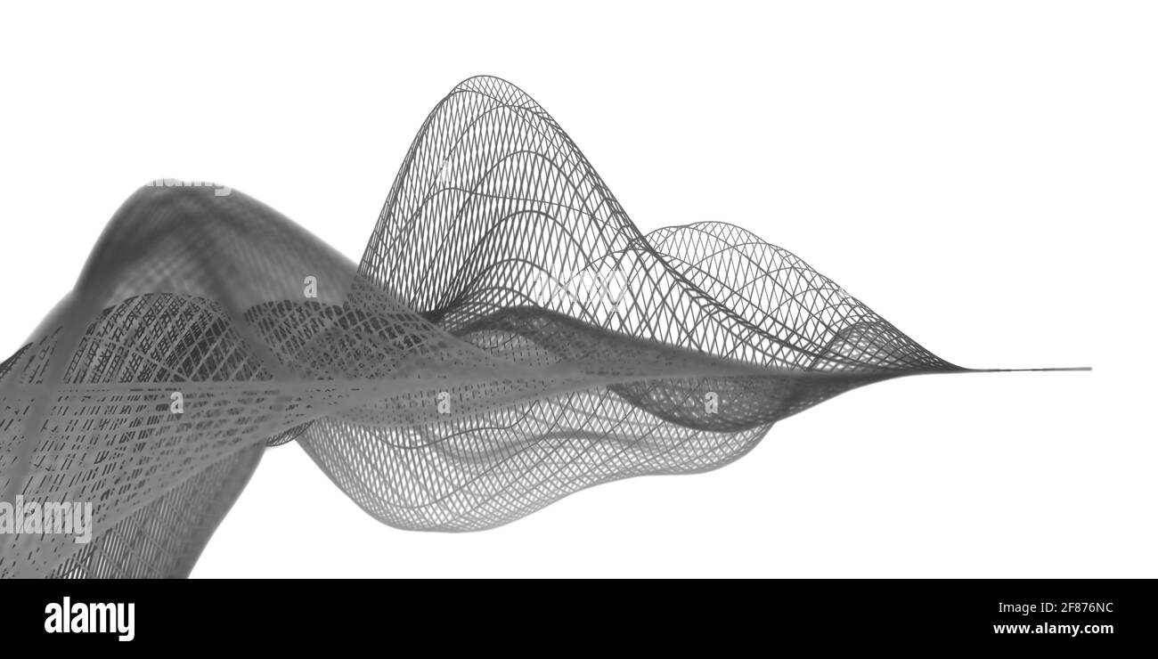Audio Waves Or Sound Waves Visualization As Grid Or Wireframe Mesh Structure Abstract