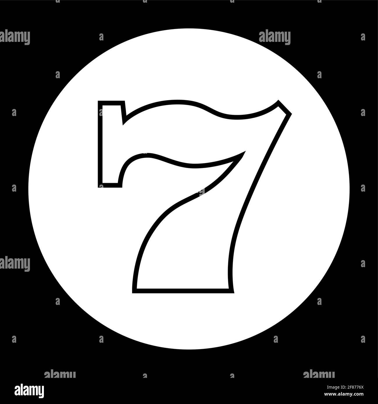 Monochrome slot machines seven symbol - black and white vector ...