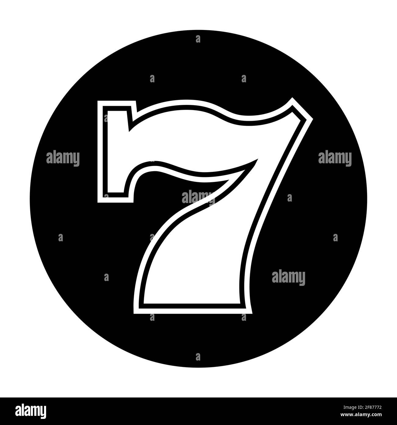 Monochrome slot machines seven symbol - black and white vector ...