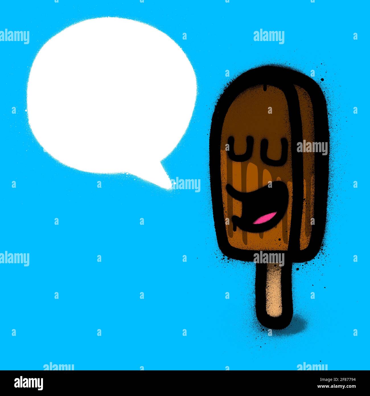 graffiti talking ice cream in chocolate colors over blue Stock Vector ...