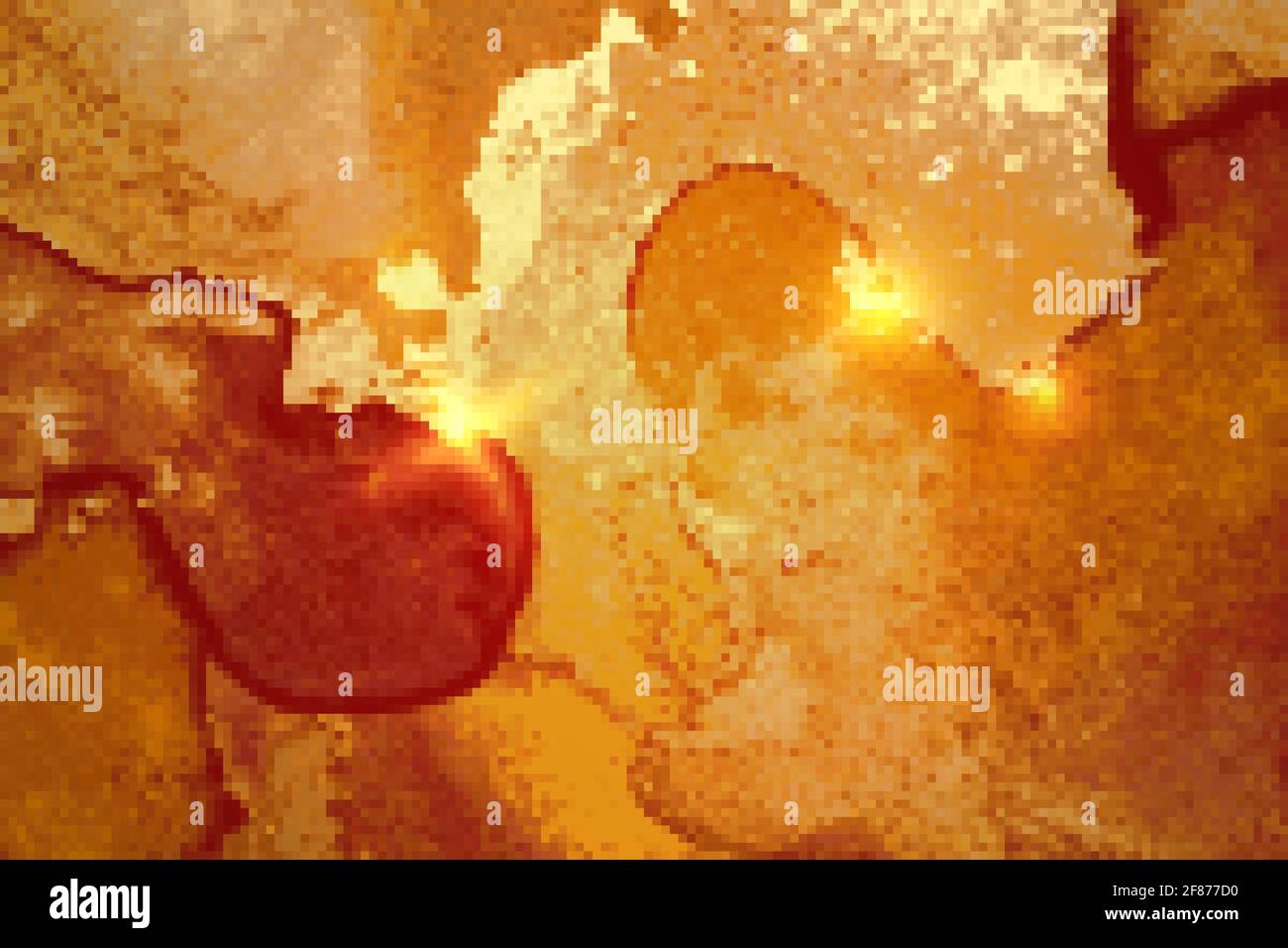 Amber, red and gold abstract background. Alcohol ink marble texture ...