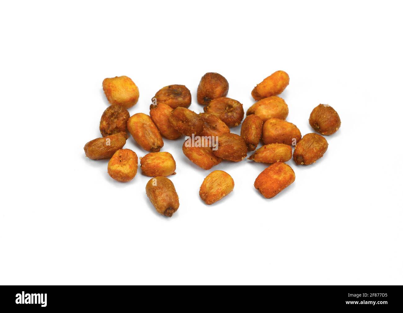 Pile of toasted salted corn on a white background. Salted roasted corn ...