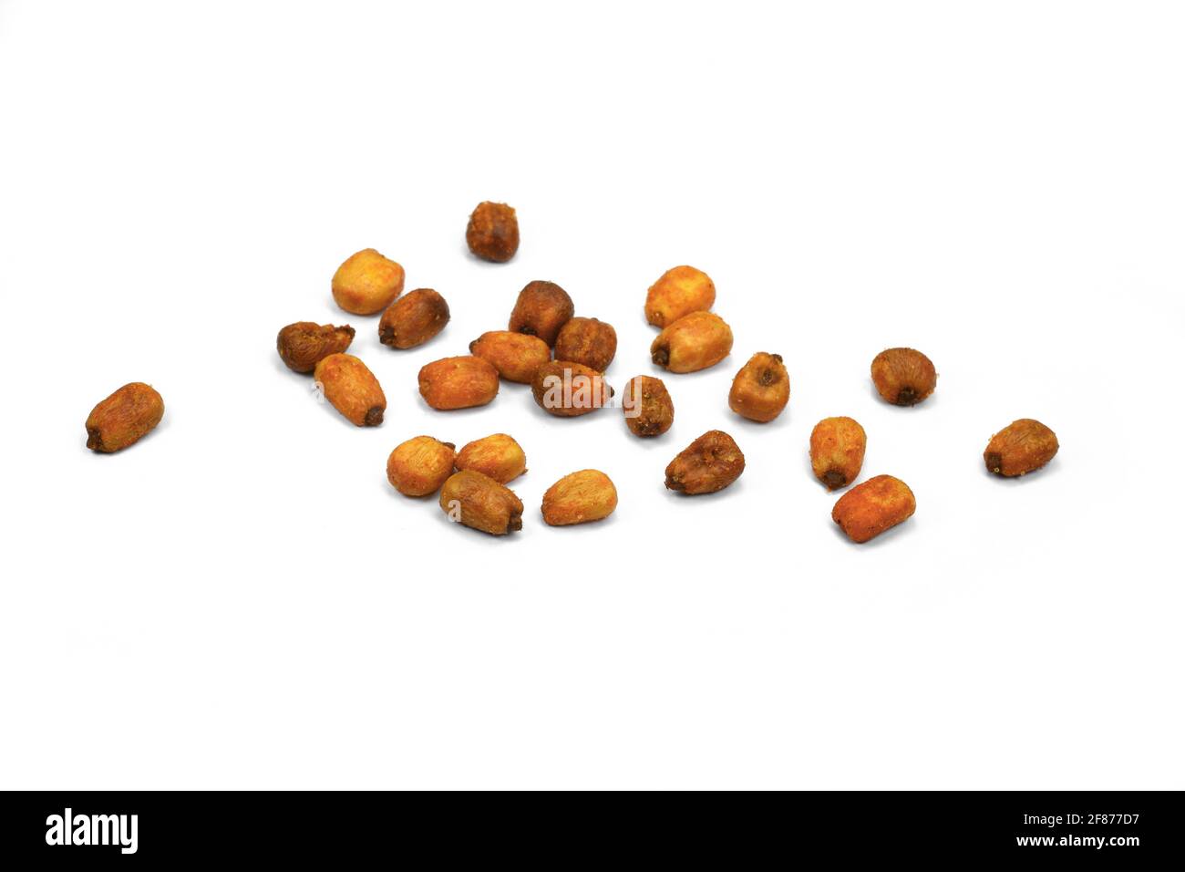 Pile of toasted salted corn on a white background. Salted roasted corn ...