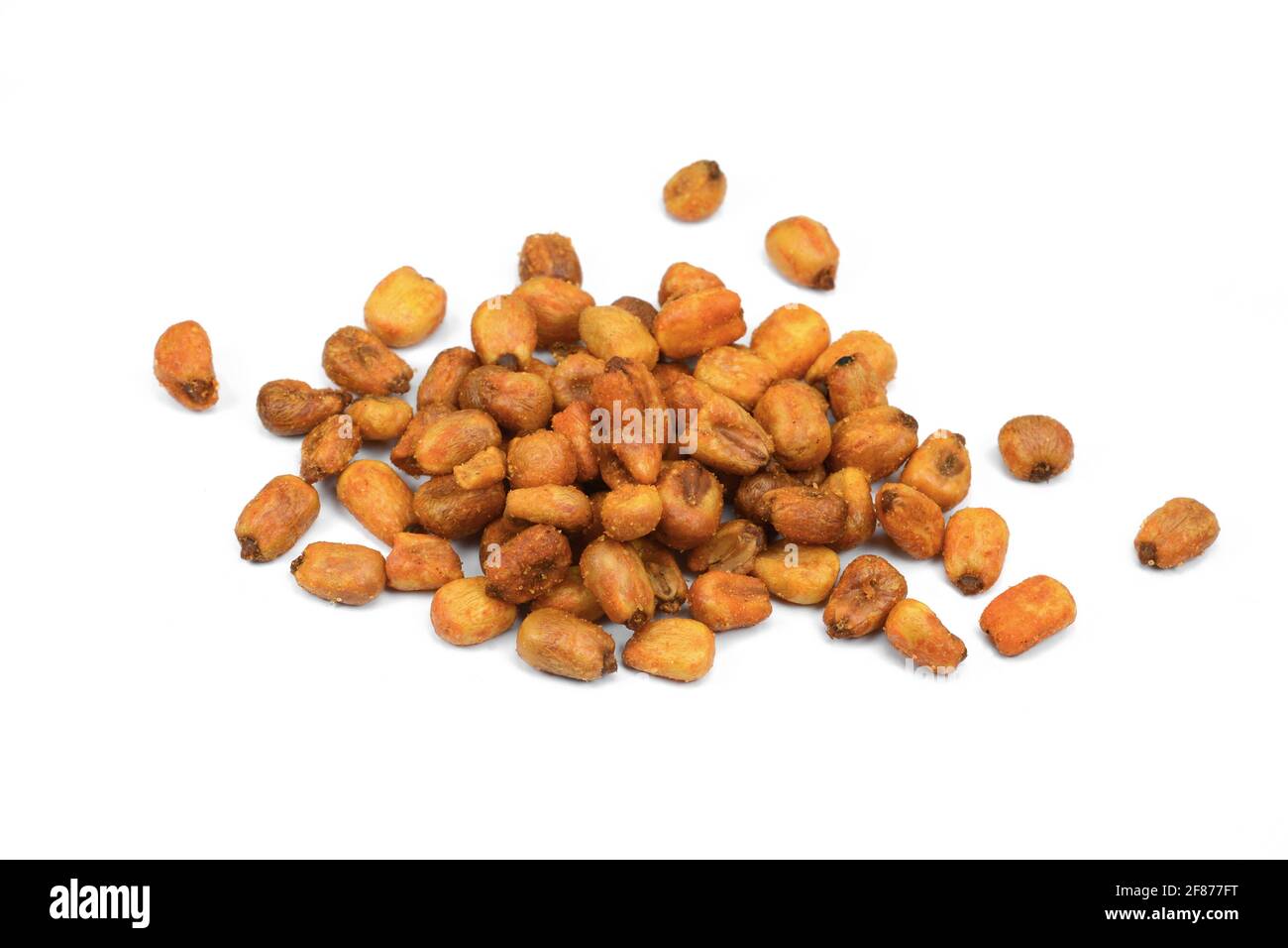 Pile of toasted salted corn on a white background. Salted roasted corn ...
