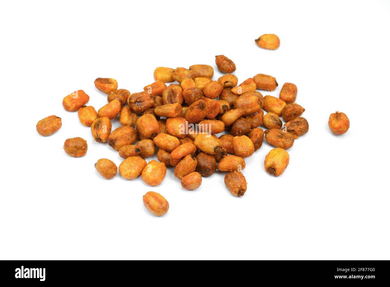 Pile of toasted salted corn on a white background. Salted roasted corn ...
