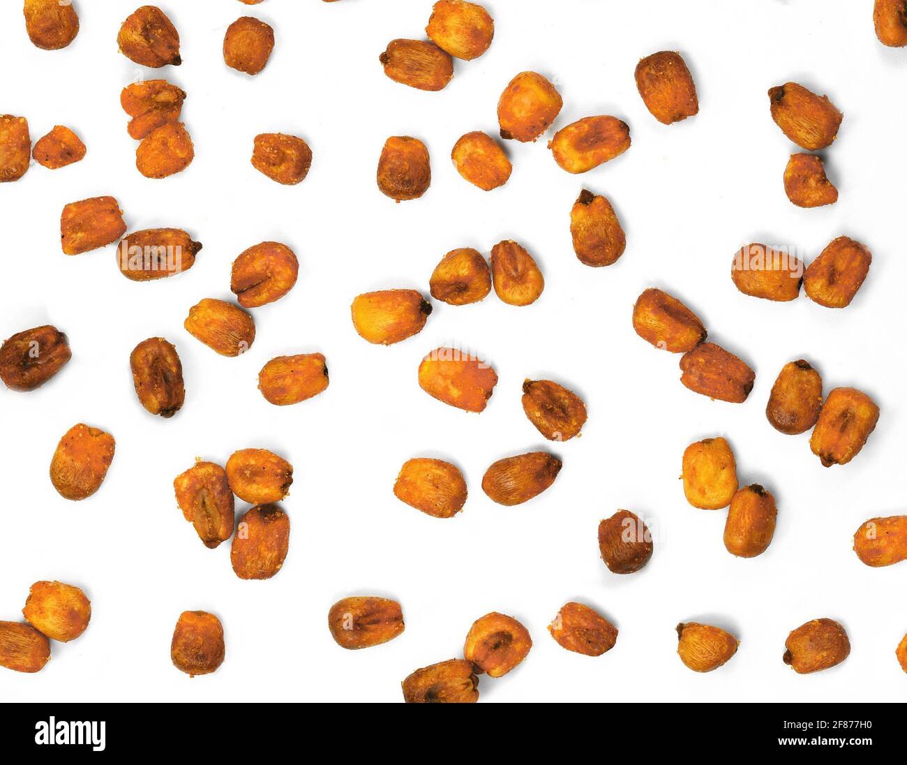 Pile of toasted salted corn on a white background. Salted roasted corn ...