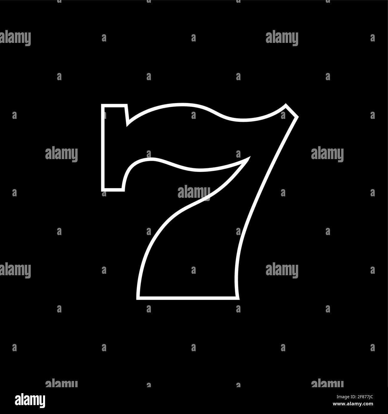 Monochrome slot machines seven symbol - black and white vector ...