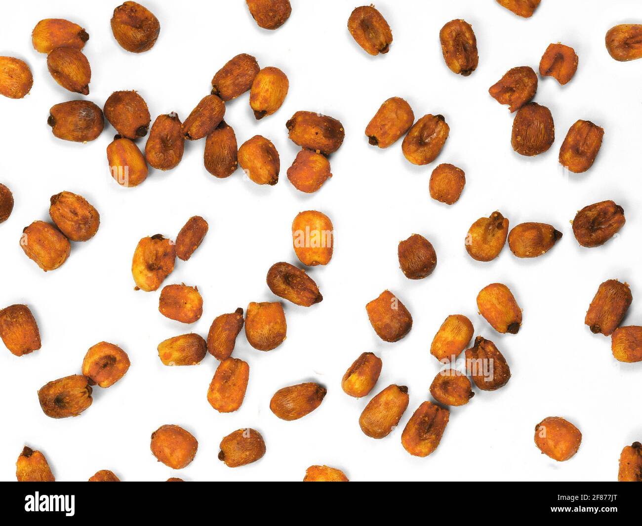 Pile of toasted salted corn on a white background. Salted roasted corn ...
