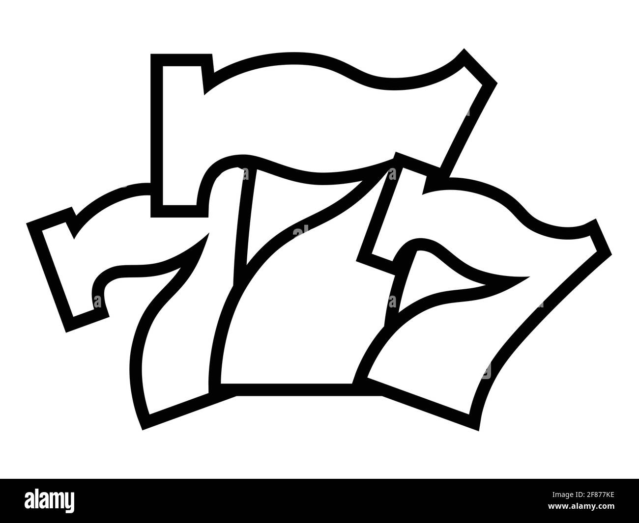 Triple Lucky Sevens with white contour - black and white vector ...