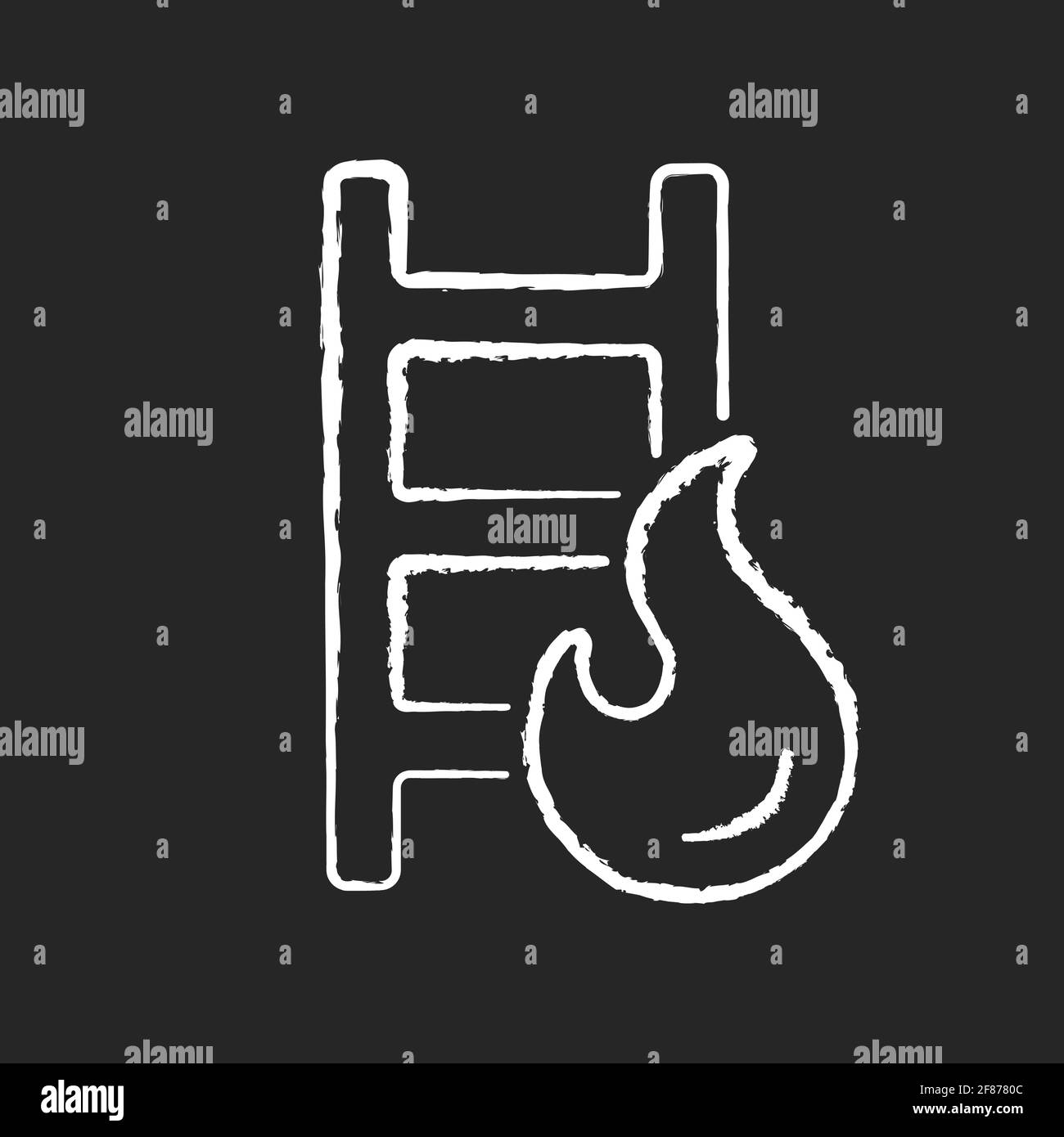 Fire escape ladder chalk white icon on black background Stock Vector ...