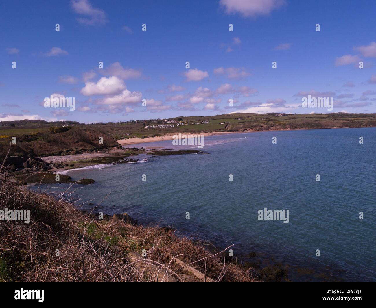 View from Coastal Path across Lligwy Bay towards Lligwy Beach isle of ...