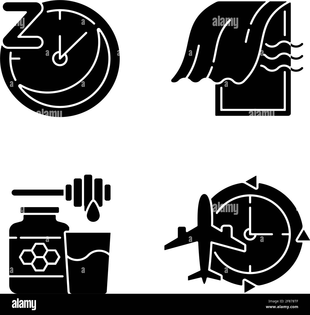 Recommendations to improve sleep black glyph icons set on white space ...