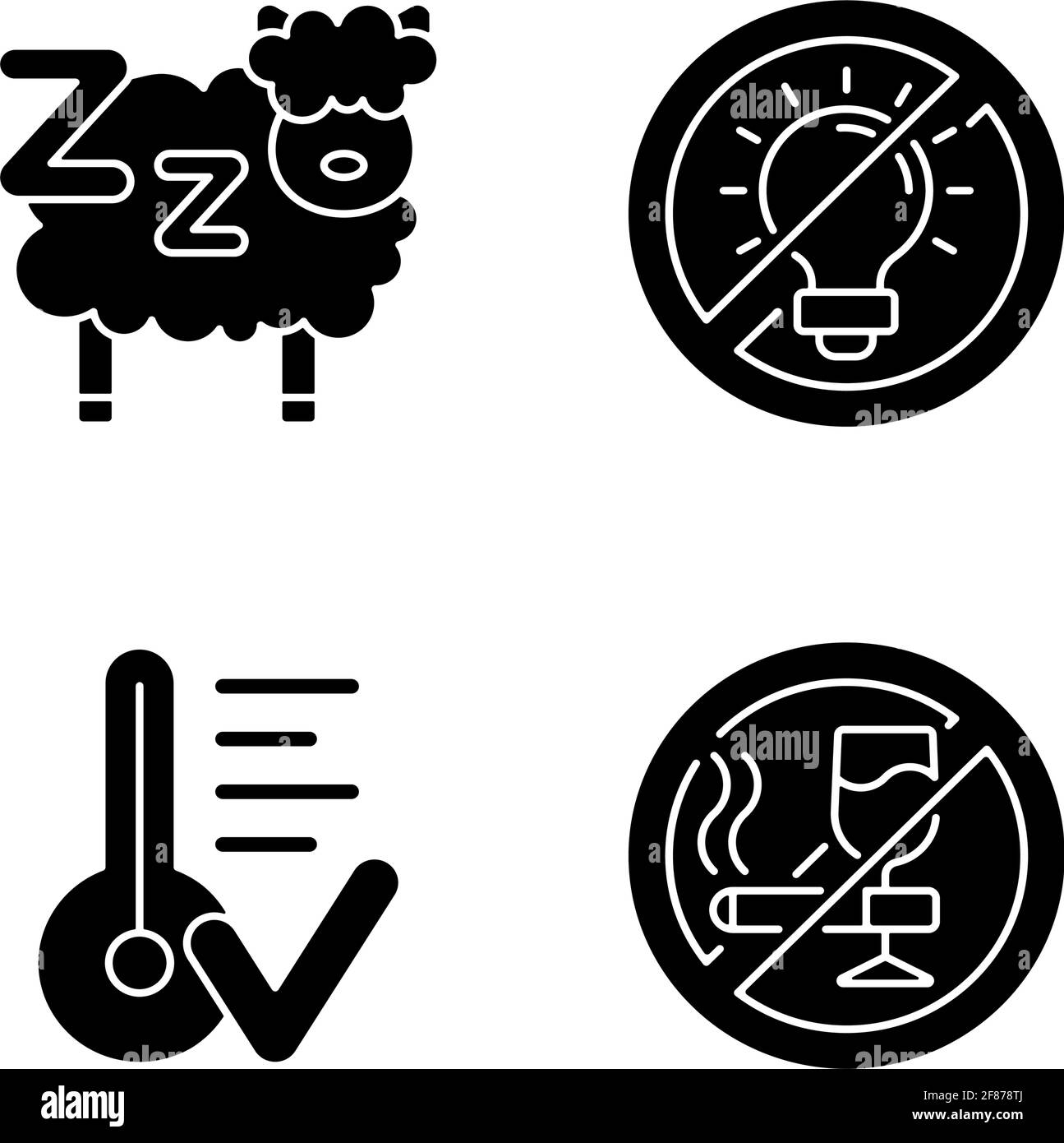 Sleep hygiene black glyph icons set on white space Stock Vector Image ...