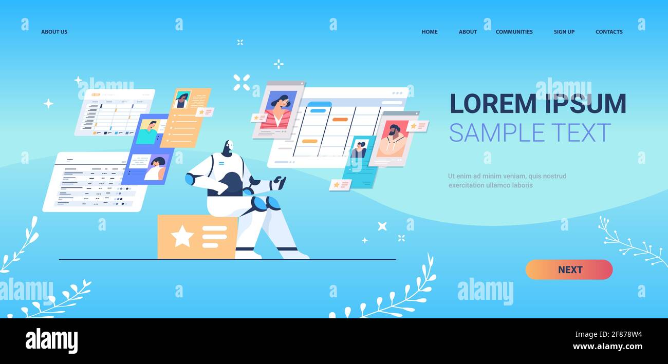 people chatting with chatbot robotic assistant online communication ...