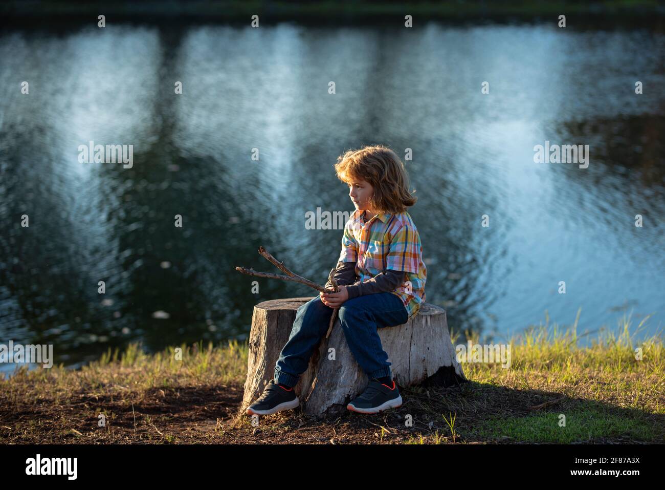 Lonely or loneliness kid. Child depression, problems. Boy emotions ...